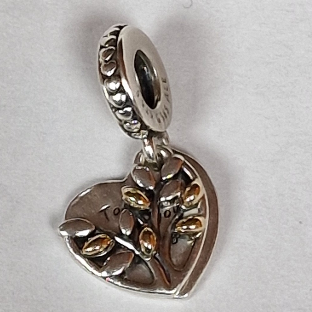 Pre-owned Pandora Two-Tone Family Tree Heart Dangle Charm - Own4Less